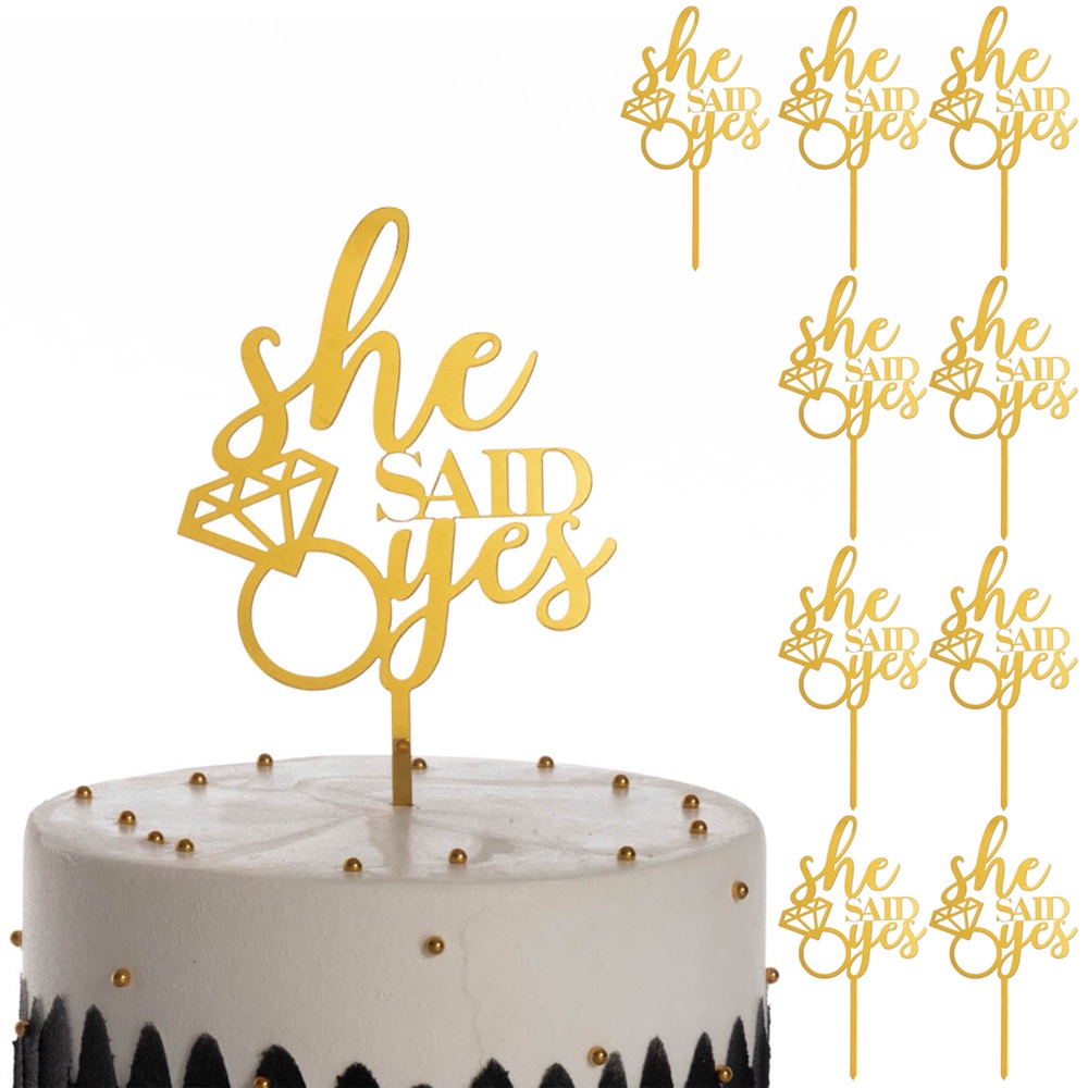 Pack Of 10 PCS She Said Yes Acrylic Cake Topper Cake Decoration for ...