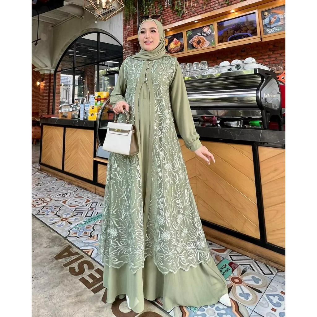 Latest Brocade Gamis Dhuhayu Muslim Maxi Dress Brukat Seruti Material ...