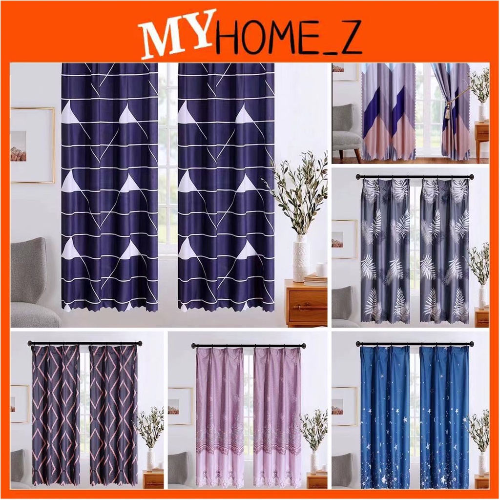 MYHZ_ Hook Type Modern Langsir Curtain Semi Blackout Langsir Pintu Door ...