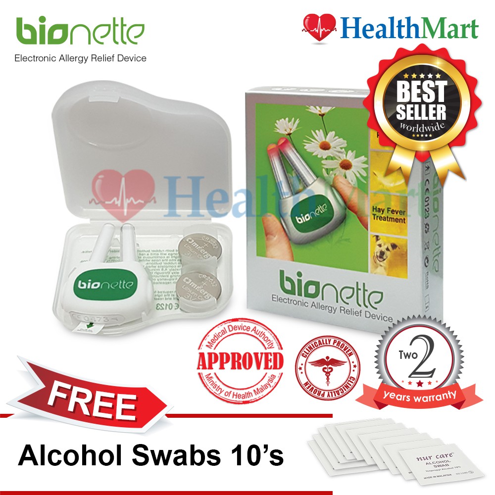 Bionette Bionette Allergy Reliever Device FREE Alcohol Swabs 10's ...