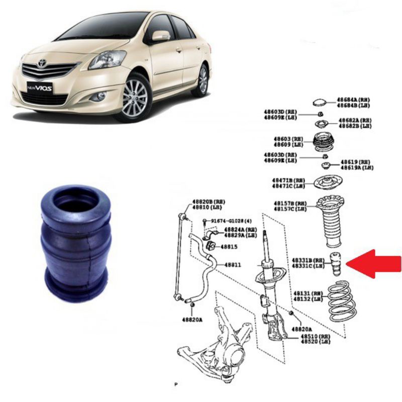 (1pc) Toyota Vios NCP93 2007-2013 Front Depan Absorber Shaft Bush ...