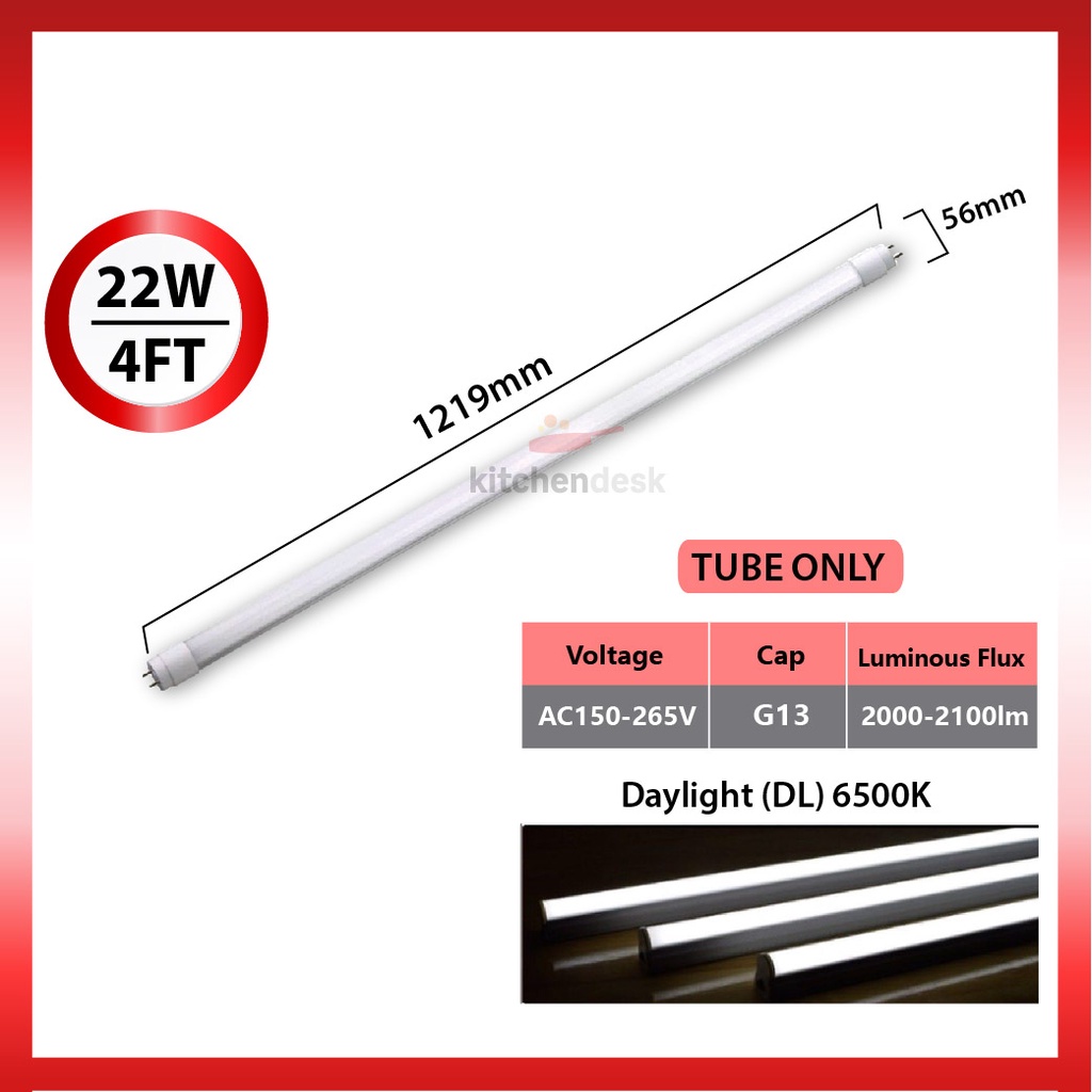KD_ LED Lampu Kalimantang T8 2FT 4FT Ceiling Wall Lights Casing Light Tube Home Lighting Panjang ...