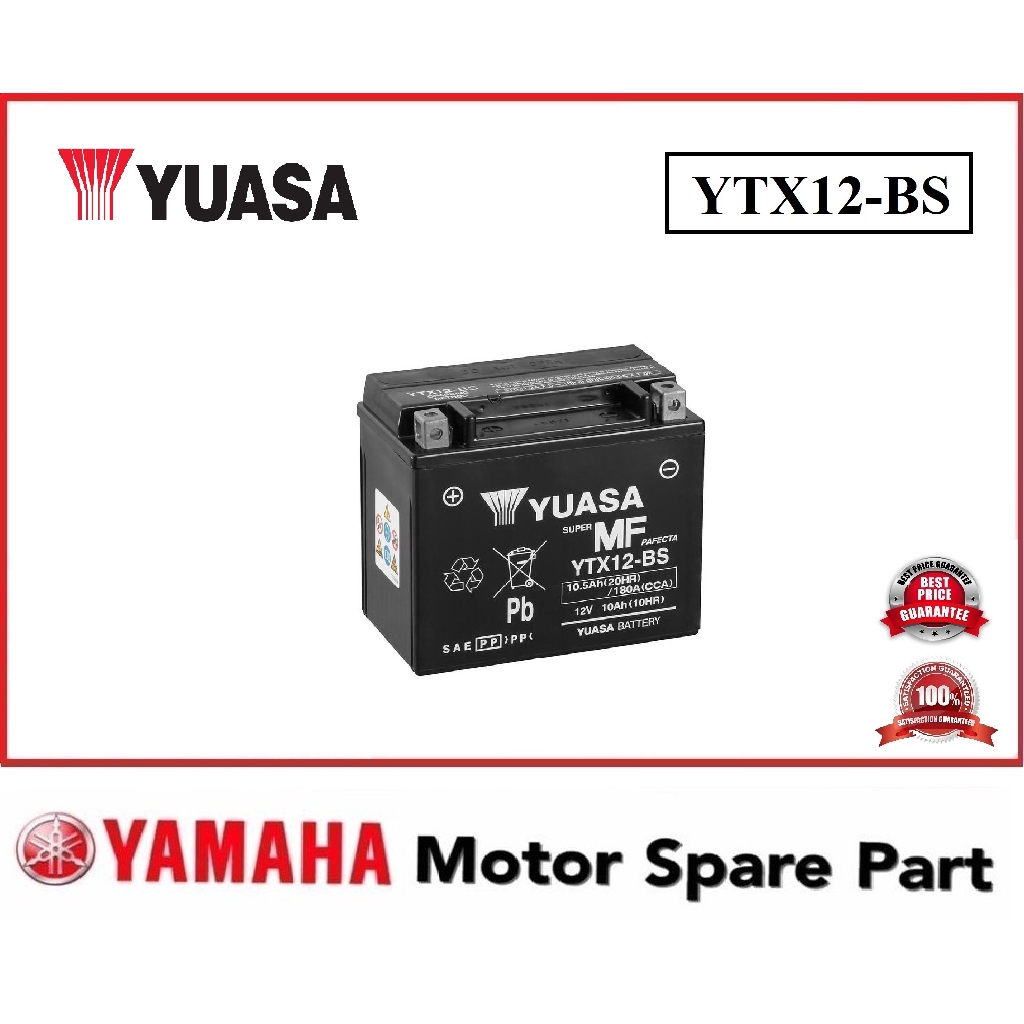 BATTERY YUASA YTX12-BS 0 YTX12 12V 10AH 100% ORIGINAL YUASA MOTORCYCLE ...