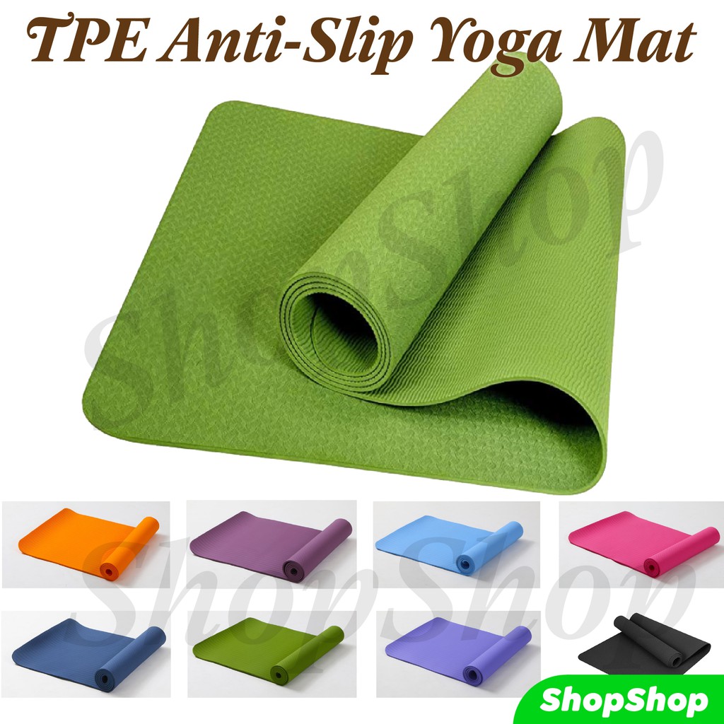 TPE Yoga Mat Anti-Slip Fitness Exercise Mat 183CM x 61CM x 6MM | Shopee ...