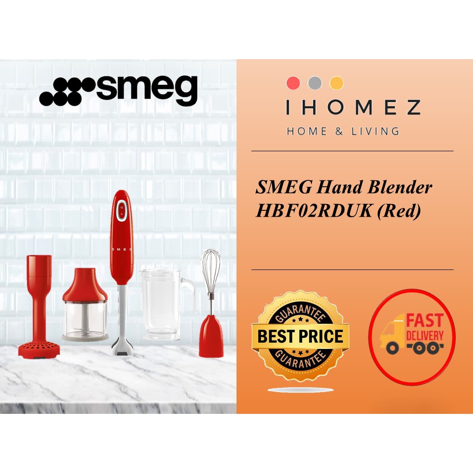 SMEG Hand Blender HBF02RDUK (Red) Accessories Beaker Chopper Masher ...