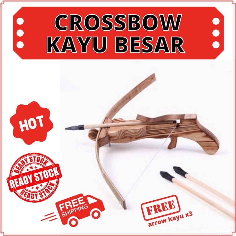 [READY STOCK] Crossbow Kayu Besar Free 3 Arrow Shooting | Mainan kayu ...