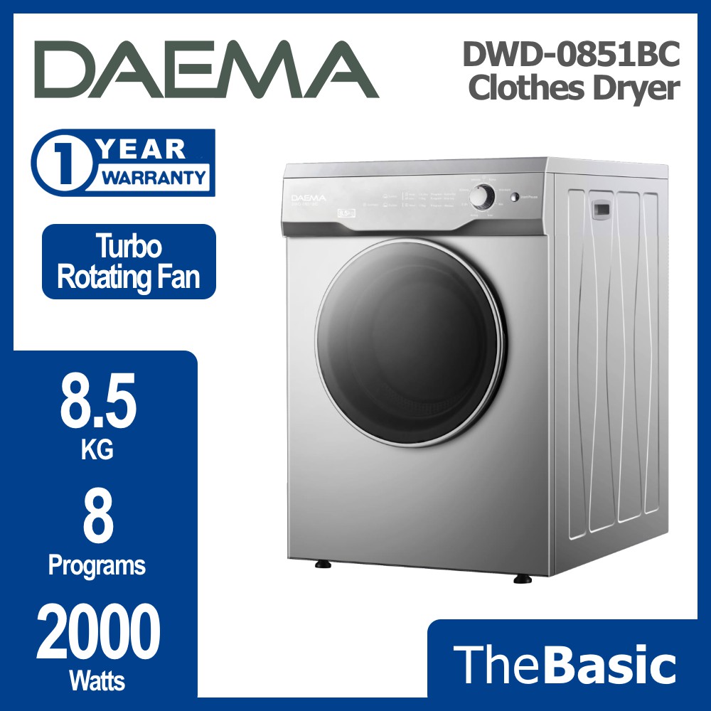 DAEMA 8.5kg Clothes Dryer Pengering Pakaian (DWD-0851BC , DWD0851BC ...