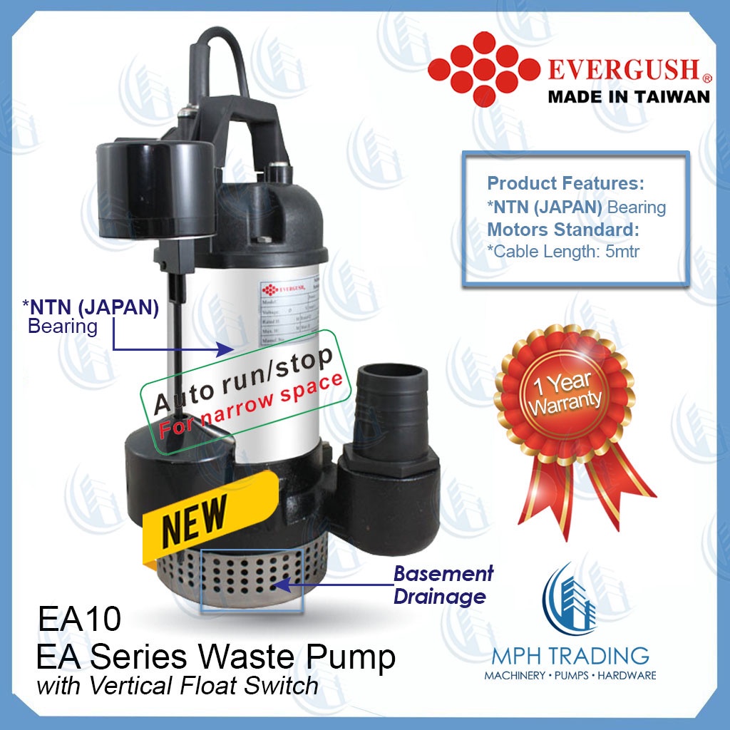 Evergush Submersible Water Pump EA10 EA10T Manual EA10A Automatic ...