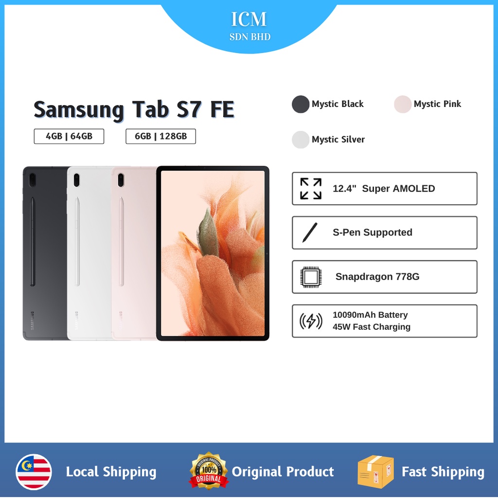 (Ready Stock) Samsung Galaxy Tab S7 FE 12.4" (SM-T730) WIFI (4GB/6GB ...