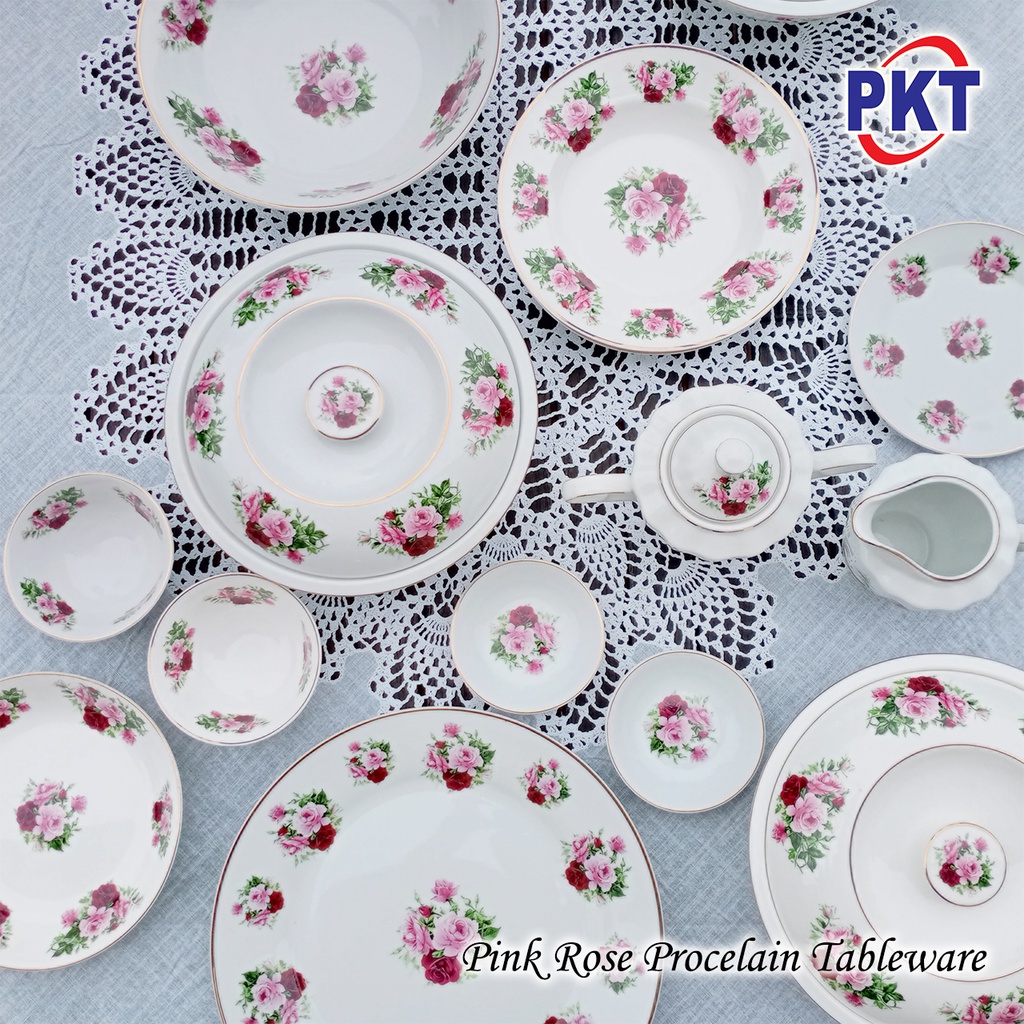 PINK ROSE ROYAL RIC Fine Porcelain Loose Plate Bowl Casserole Pinggan ...