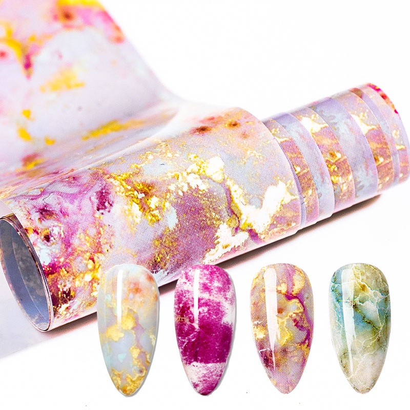 Mtssii Marble Stained Pattern Star Paper Decals Laser Glossy Transfer Sticker Nail Art ...