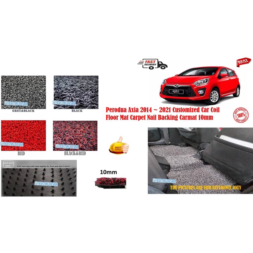Perodua Axia 2014 ~ 2025 Customized Car Coil Floor Mat Carpet Nail ...