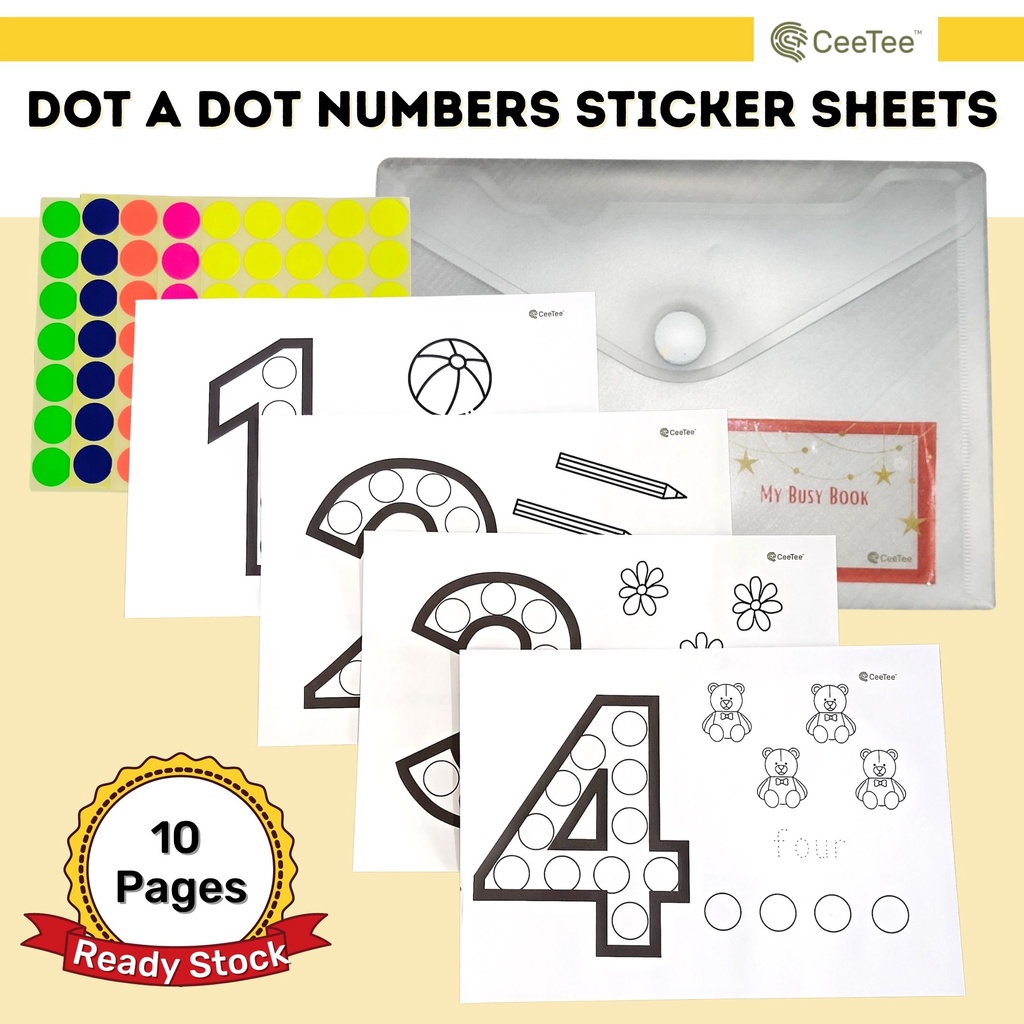 Dot A Dot Sticker Activity Sheets Montessori Early Learning Toddlers ...
