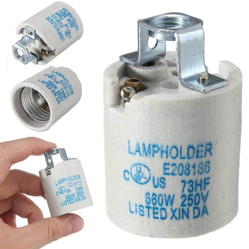 Medium Base E27 Porcelain Lamp Holder Bulb Light Socket Thread Screw ...