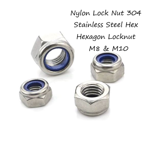 M8 / M10 / M12 Nylon Lock Nut SUS 304 Stainless Steel Hexagon | Shopee ...