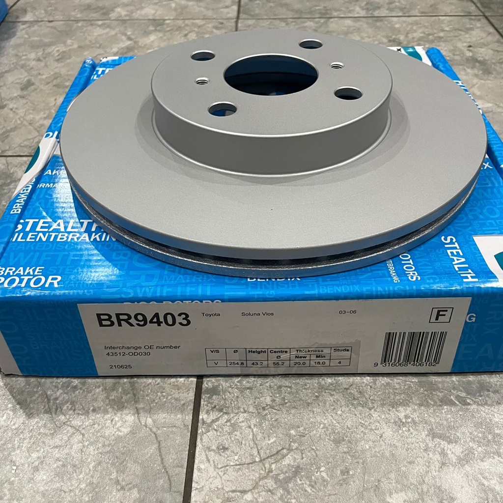 TOYOTA VIOS NCP42 FRONT DISC BRAKE ROTOR / ULTIMATE BENDIX BR9403 1SET ...