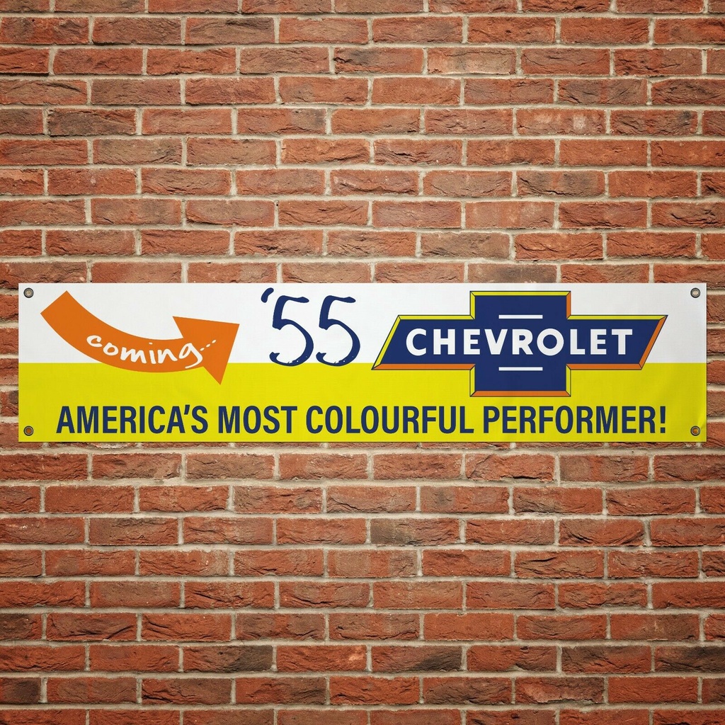 Chevrolet Vintage Banner 1955 Garage Workshop Metal Tin Sign Display ...