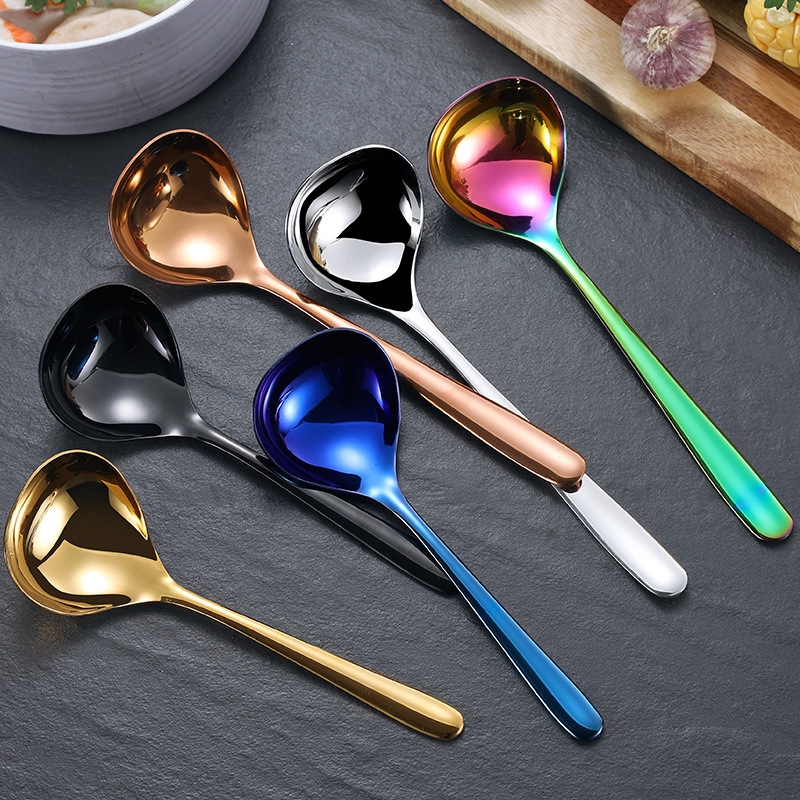 304 Stainless Steel Soup Spoon Thick Big Head Round Food spoons ...