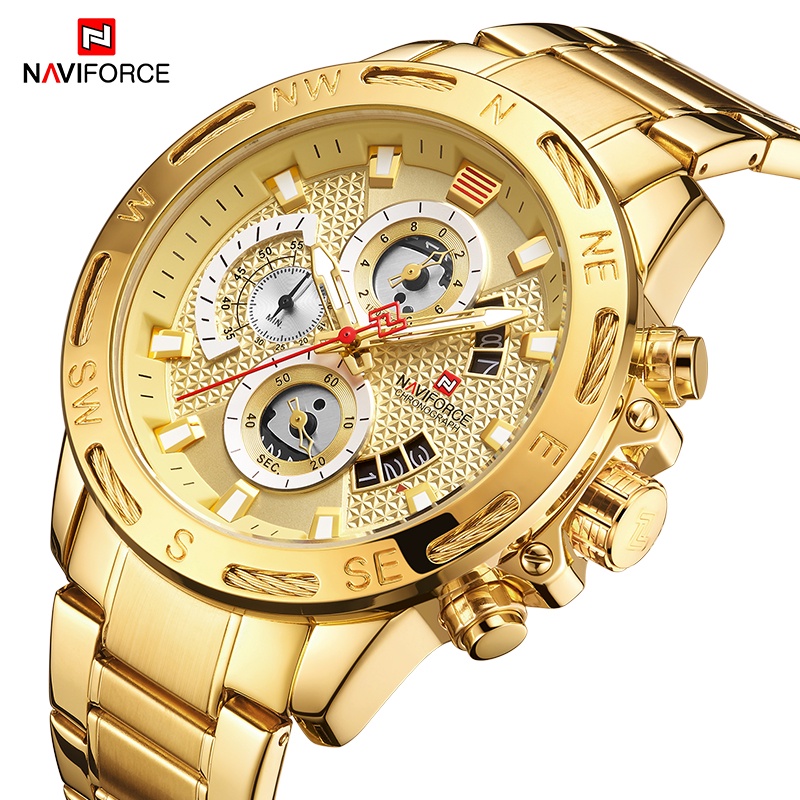 NAVIFORCE Business Man Gold Color Watch Fashion Luxury Quartz Watch For ...