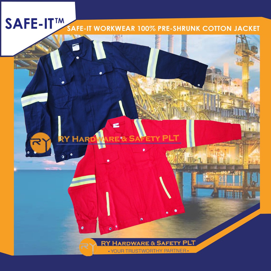SAFE-IT WORKWEAR 100% PRE-SHRUNK COTTON JACKET | JAKET KESELAMATAN ...