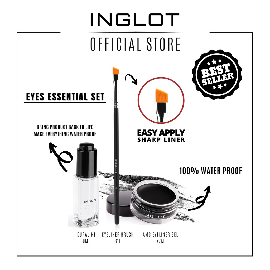 INGLOT EYE ESSENTIALS SET ( REVIVE MIXER DURALINE + BLACKEST BLACK WATERPROOF AMC EYELINER GEL ...