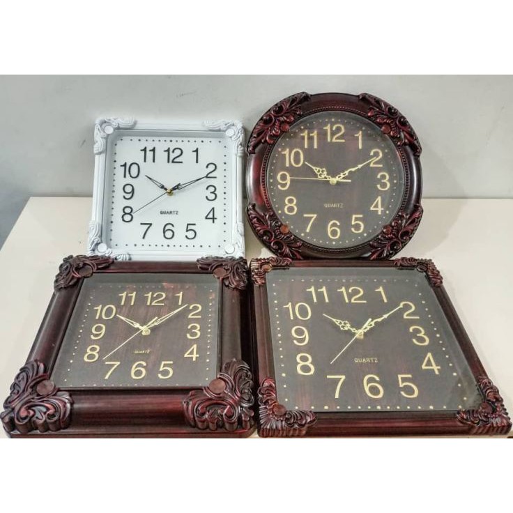 Classic look Carve design Quartz Wall Clock (Round/Square shape ...