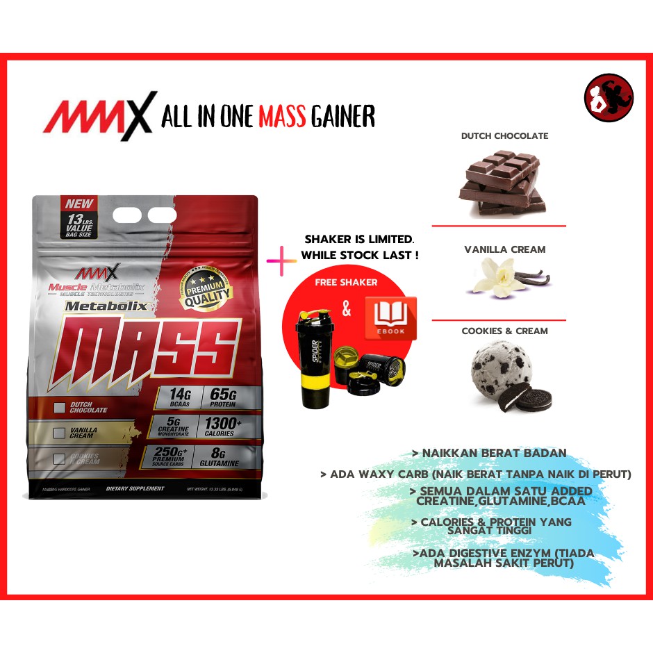 [PROMOTION] FREE SHAKER FREE EBOOK MMX Metabolix Mass Gainer 13LBS ...