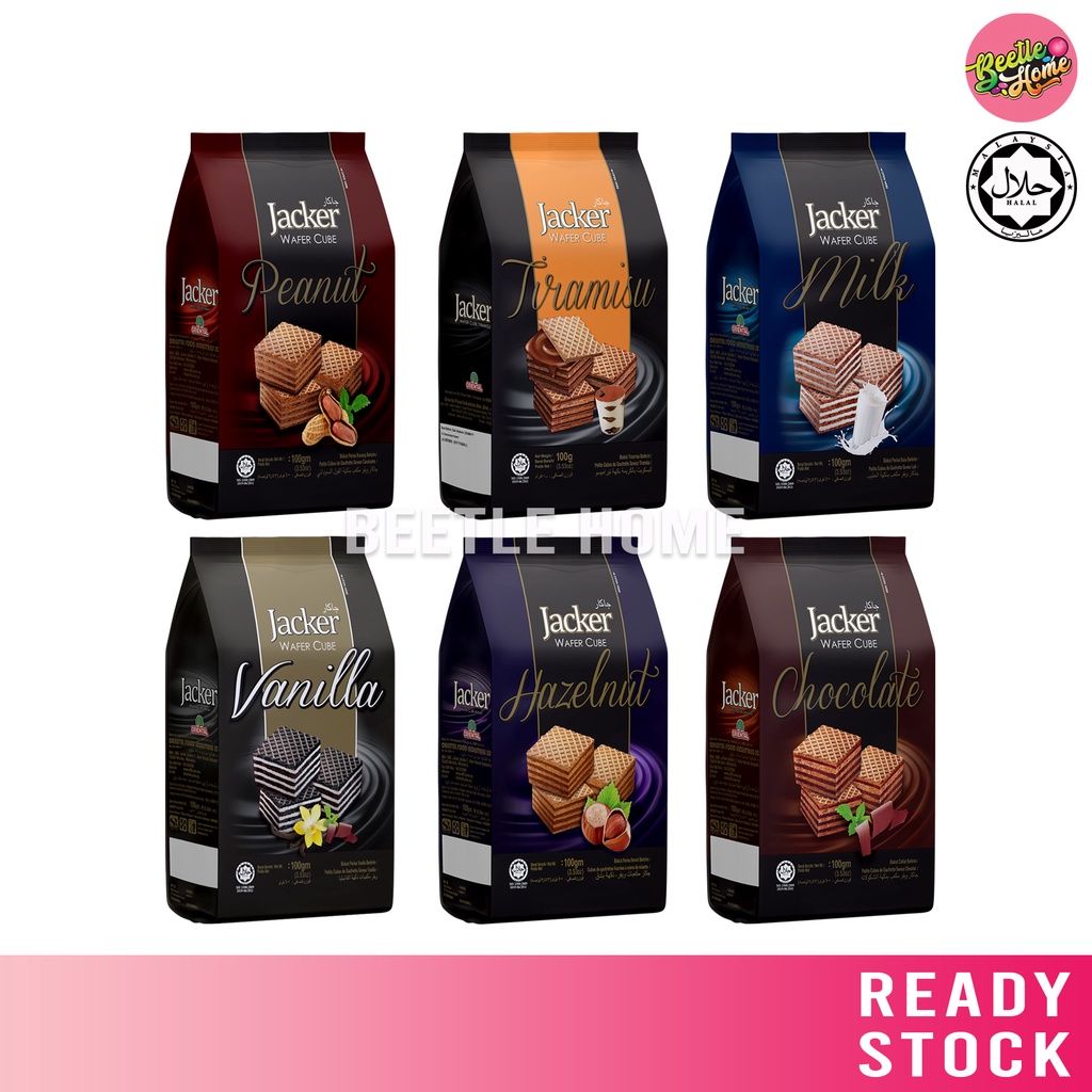 【Borong】 Jacker Wafer Cube 100g Chocolate Vanilla Peanut Hazelnut ...