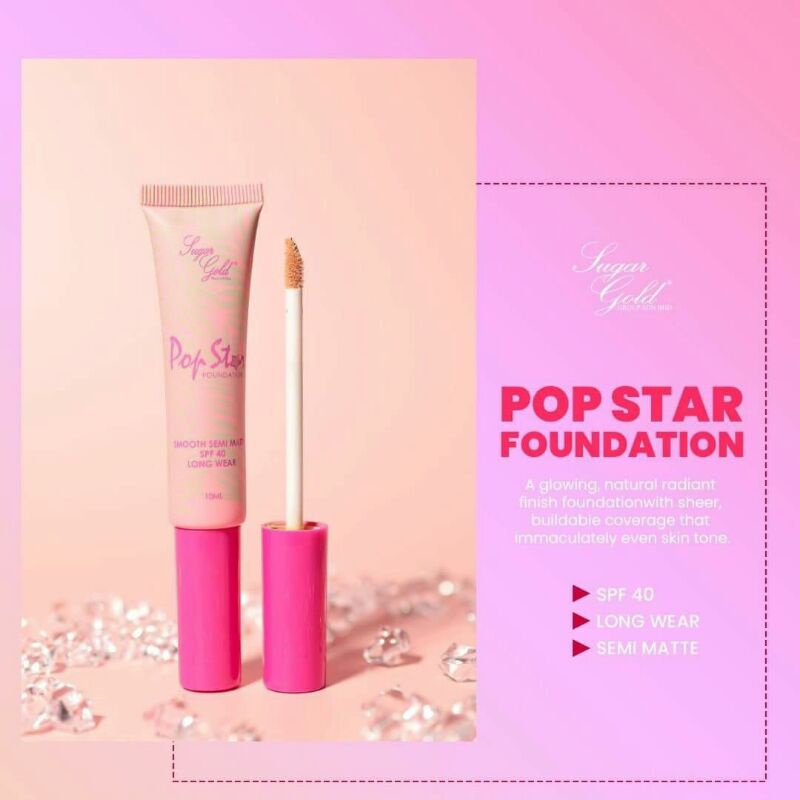 ORIGINAL HQ ~ SUGAR GOLD POP STAR FOUNDATION 10ml | Shopee Malaysia