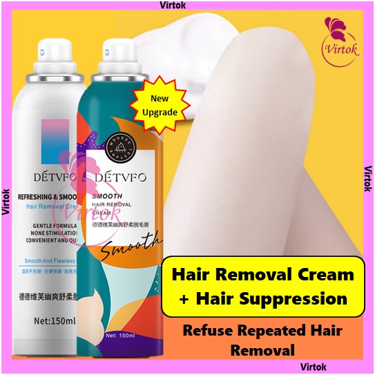 VIRTOK DETVFO Painless Hair Removal Spray 150ml 脱毛膏 除毛膏 Underarms Leg Armpit Hair Removal Cream ...