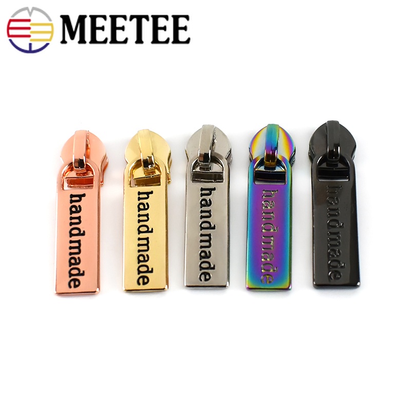 5Pcs 5# Handmade Metal Zipper Head for Nylon Zip Replacement Repair Kit ...