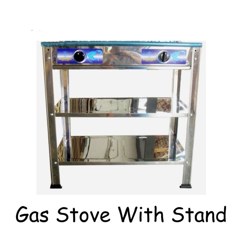 Thailand Stainless Steel Double Burner Gas Stove With Stand / Dapur Gas ...