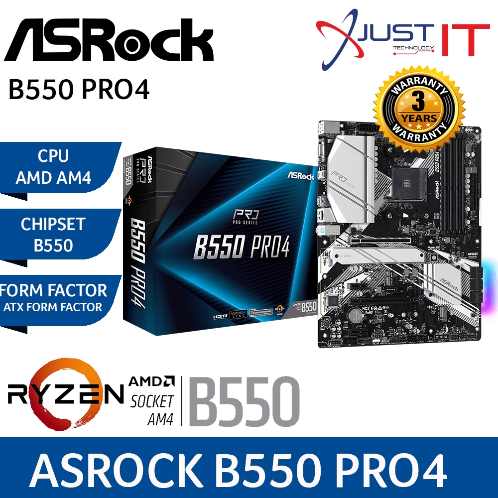 Asrock B550 Pro4 Am4 Gaming Mainboard | Shopee Malaysia