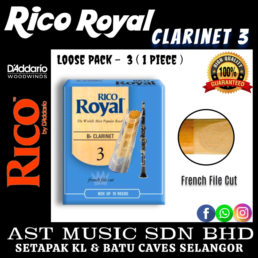 Rico Royal Bb Clarinet Reeds 3 ( 1 Piece ) | Shopee Malaysia