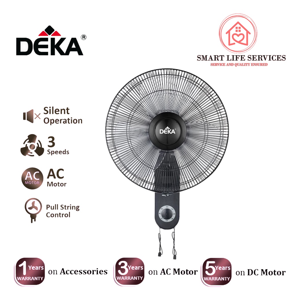DEKA WF58 / DEKA WF68 16" 3 Blades Wall Fan 3 Speeds Control with Pull ...