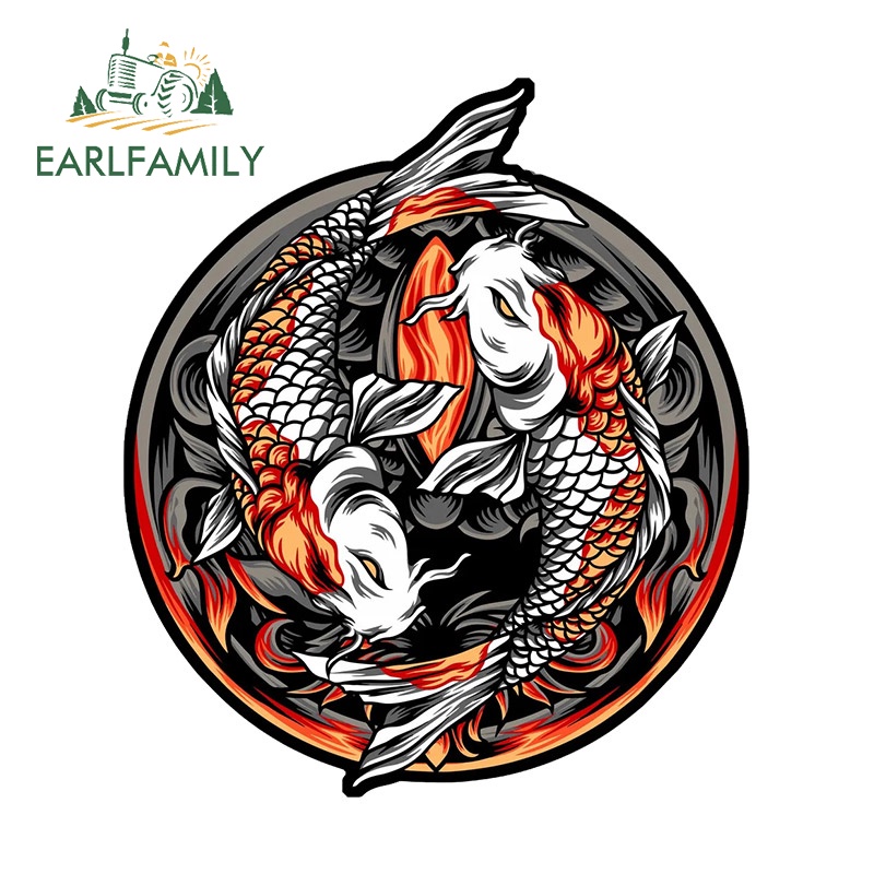 EARLFAMILY 13cm x 11.3cm for Koi Fish Car Stickers Motorcycle Creative ...