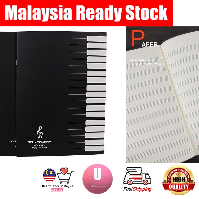 1199【Malaysia Ready Stock】Music Score Manuscript Book (26*18.5cm) 18 ...