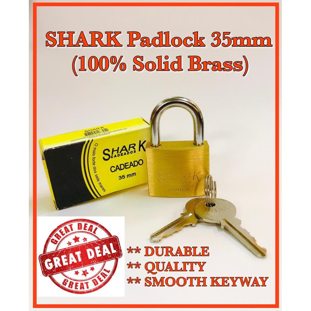 SHARK Padlock 35mm (100% Solid Brass) | Shopee Malaysia