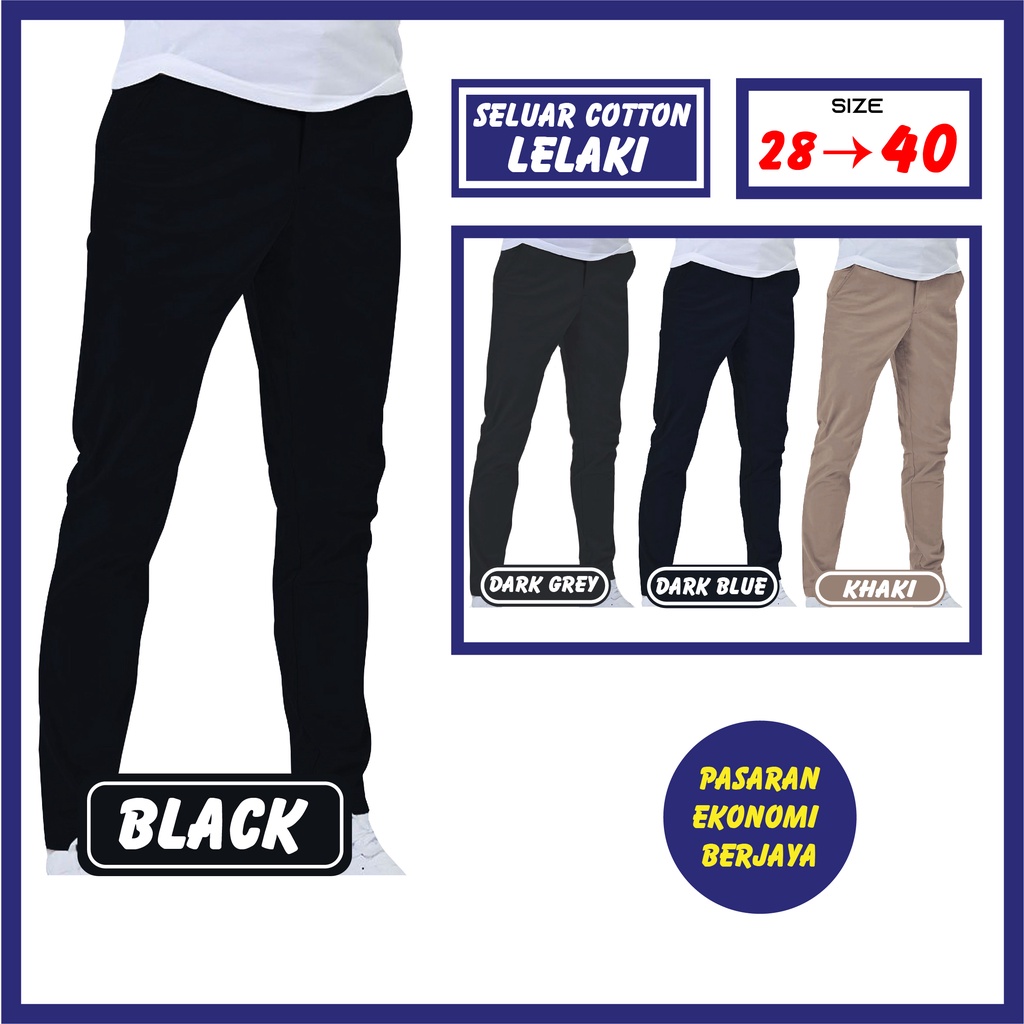 SELUAR COTTON PANJANG 828#/ SELUAR PANJANG SLIM FIT DEWASA LELAKI ...