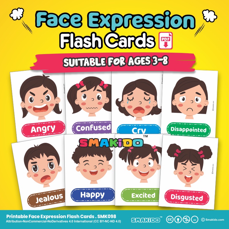 [ Soft Copy/PDF ] 18 pcs Printable Face Expression Flash Cards ...