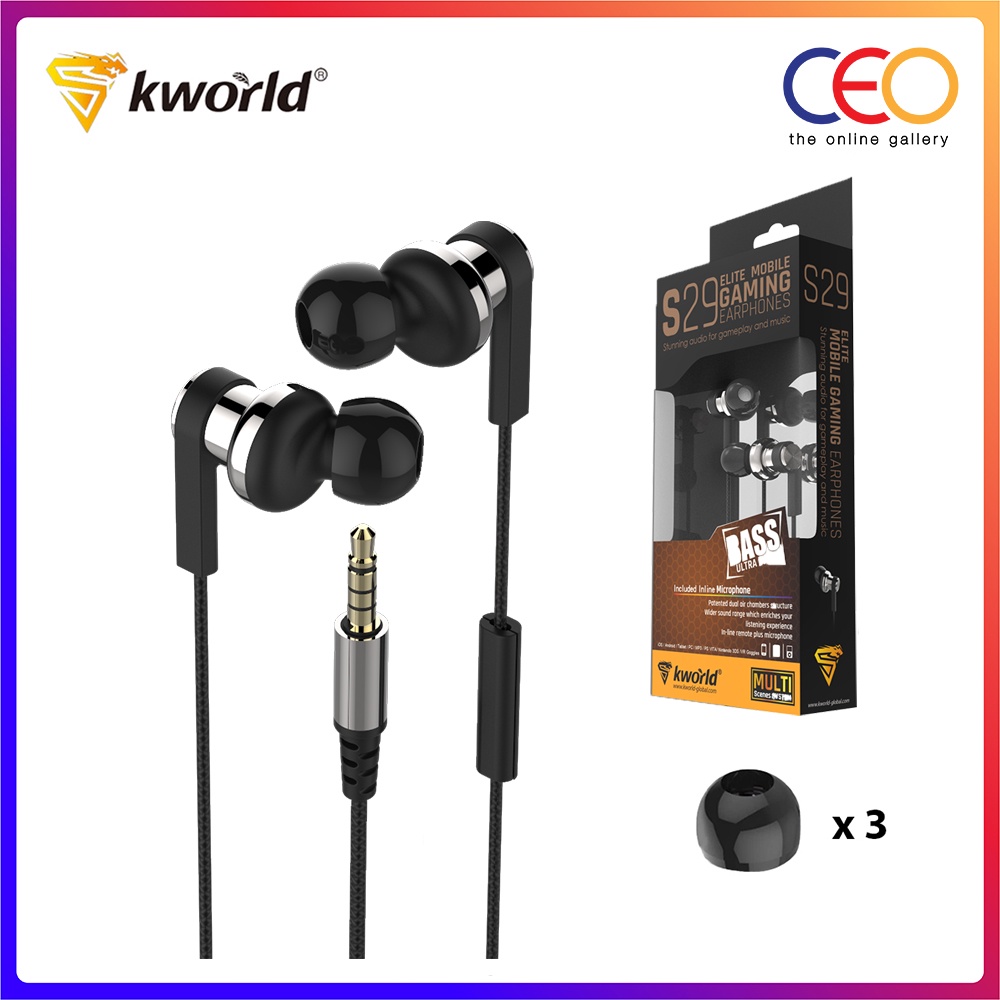 Kworld Elite Mobile Gaming Earphones Ultra Bass Inline Microphone 4 ...