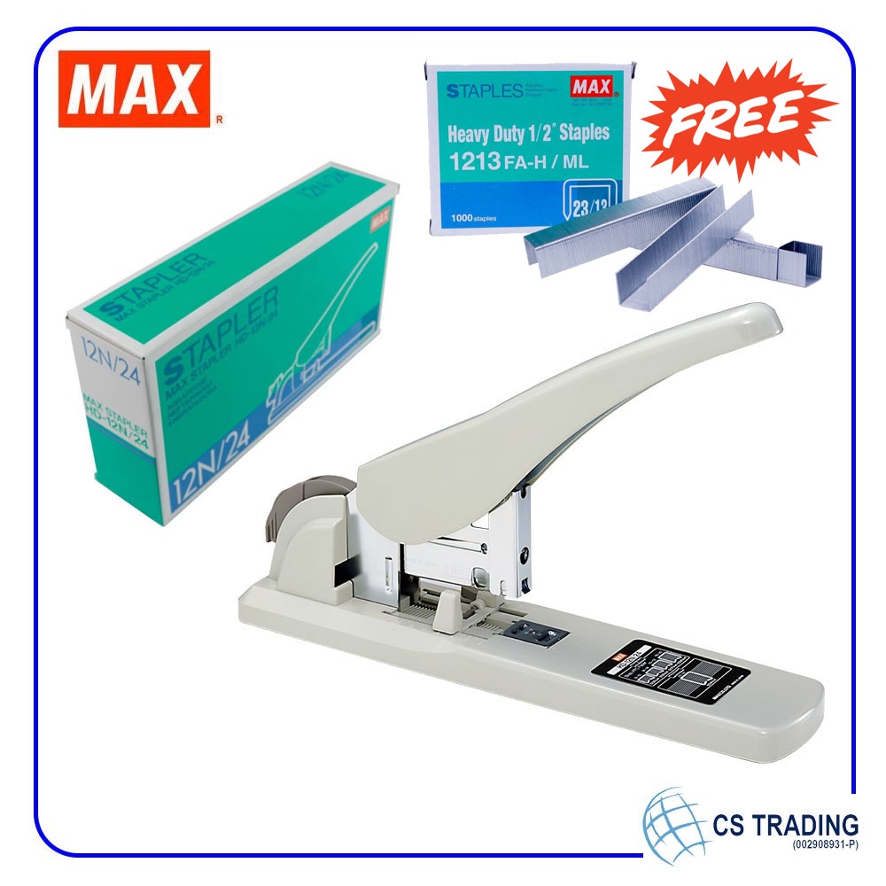 MAX HD-12N/24 Heavy Duty Stapler (Free One Box 1213FA-H Staples ...