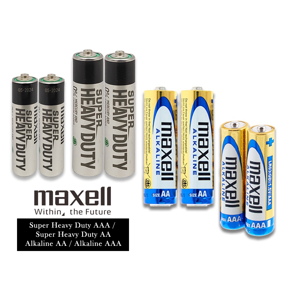 Maxell Super Heavy Duty AA & AAA Battery [4Pcs] & Maxell Alkaline AA ...