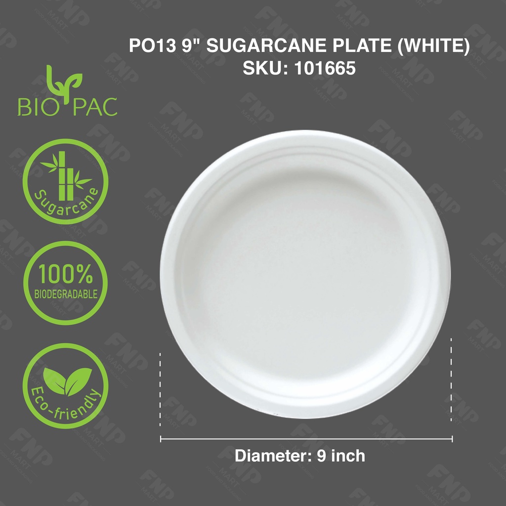 P013 9 INCH SUGARCANE PARTY PLATE(/ BIO PLATE (50PCS) | Shopee Malaysia