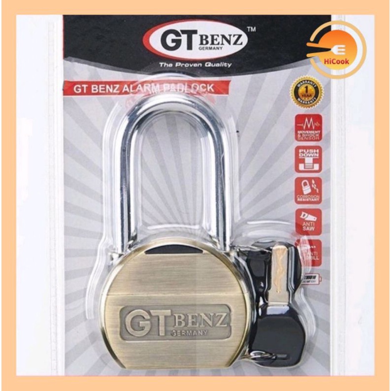 [Ready Stock] HICOOK GT Benz GT-207 Alarm Padlock Single Security Door ...