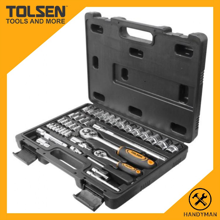 Tolsen Industrial 39pcs Socket Wrench Set (1/4 and 1/2 inch Drive) 15140 | Shopee Malaysia