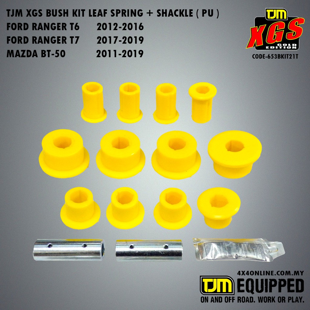 TJM XGS BUSH KIT LEAF SPRING + SHACKLE ( PU ) FORD RANGER T6 2012-2016 ...