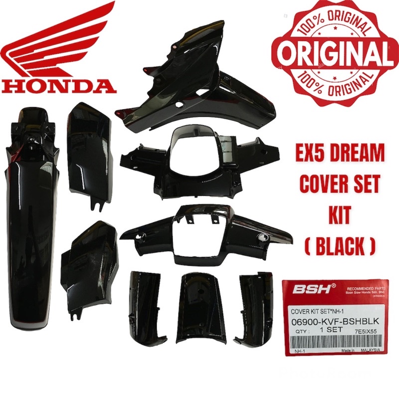 HONDA EX5 DREAM / HIGH POWER BODY COVER SET KIT 100% ORIGINAL BSH COVERSET BLACK COLOUR | Shopee ...