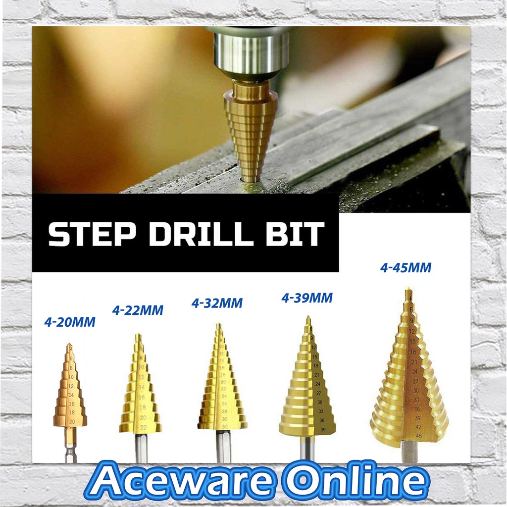 4-20/22/32/39/45mm Step Drill Bit Spiral Cone Drill Bit HSS High Speed ...