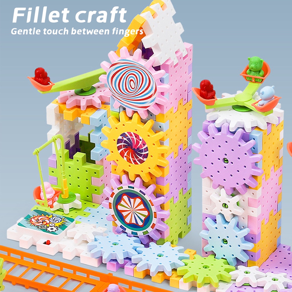 Gear Building Toy Set - Interlocking Learning Blocks - Motorized ...